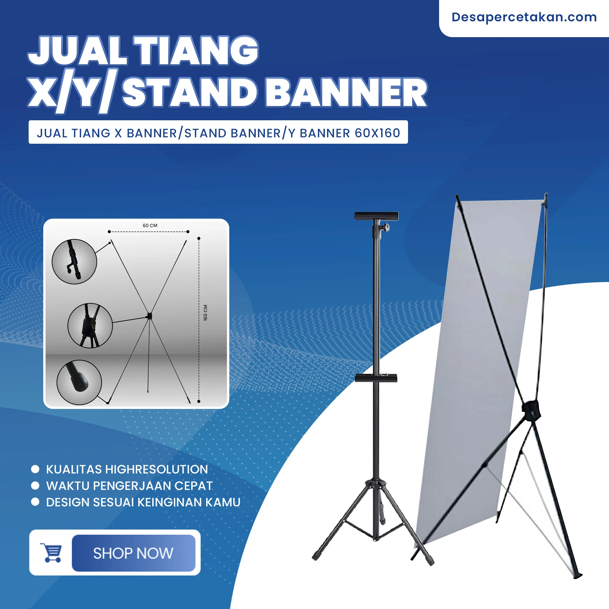 Jual Tiang X Banner/Stand Banner/Y Banner 60x160 Tiang Only | Desa ...