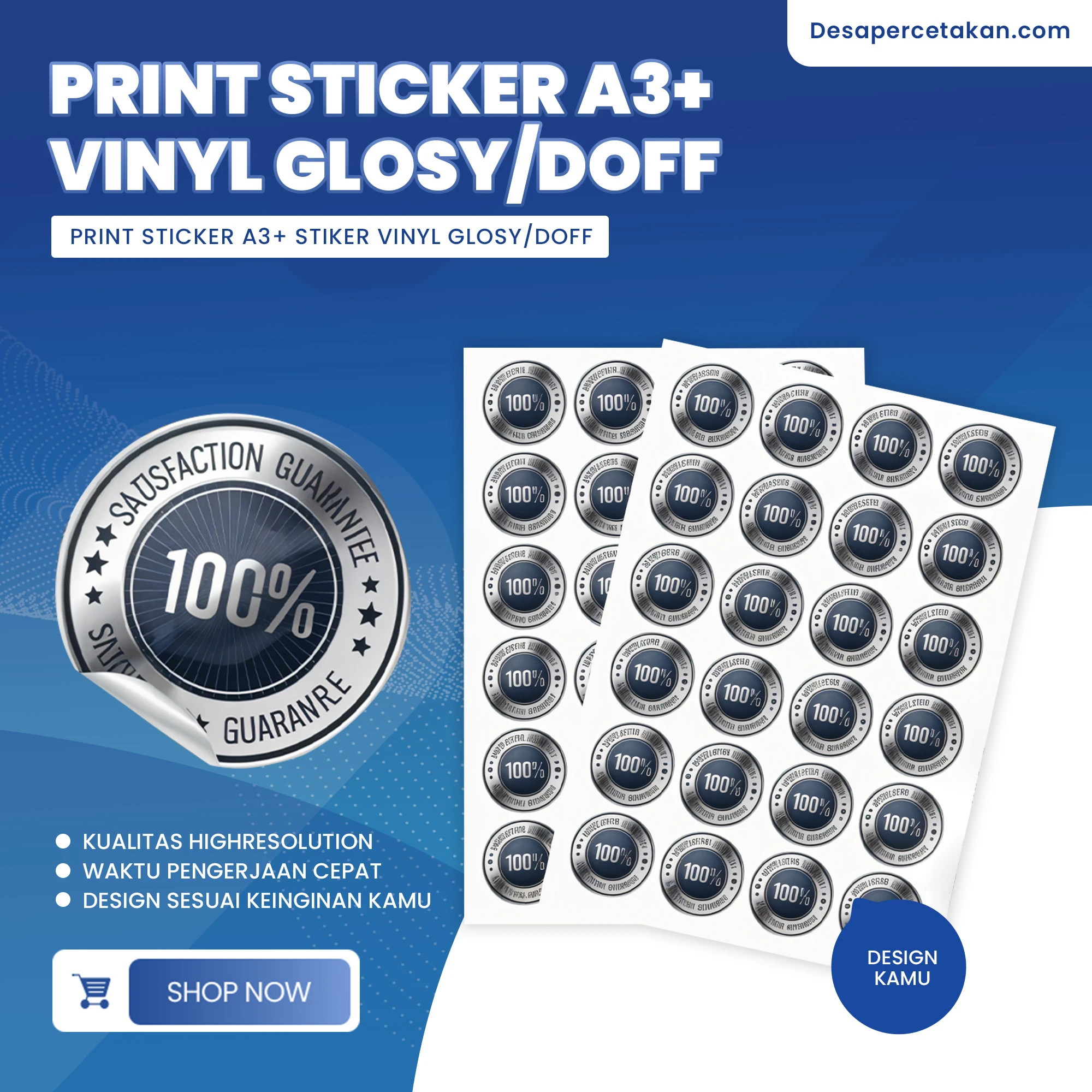 Print Sticker A3+ Stiker Vinyl Glosy/Doff | Desa Percetakan Online ...