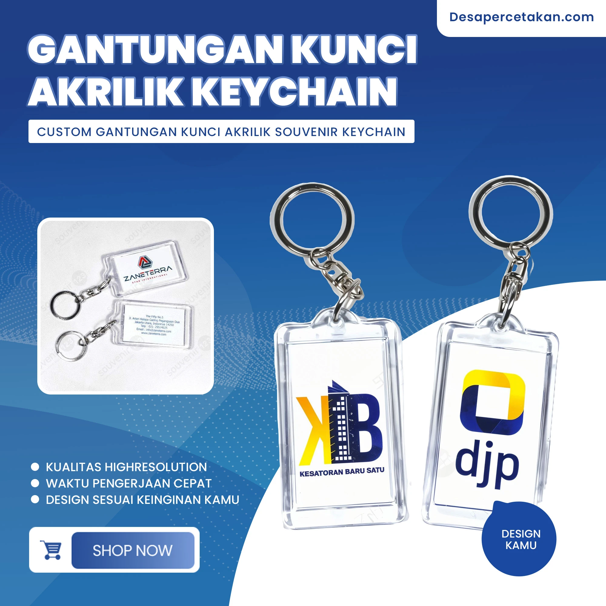 Custom Gantungan Kunci Akrilik Souvenir Keychain | Desa Percetakan ...