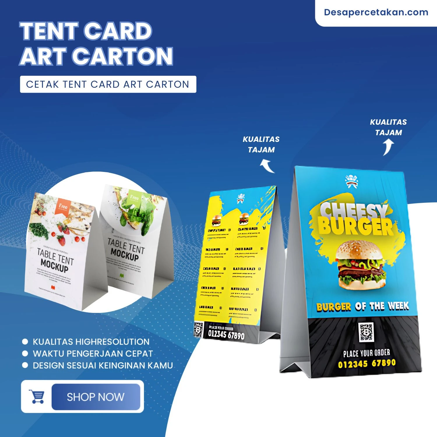 Cetak Tent Card Art Carton / Print Table Menu Meja | Desa Percetakan ...