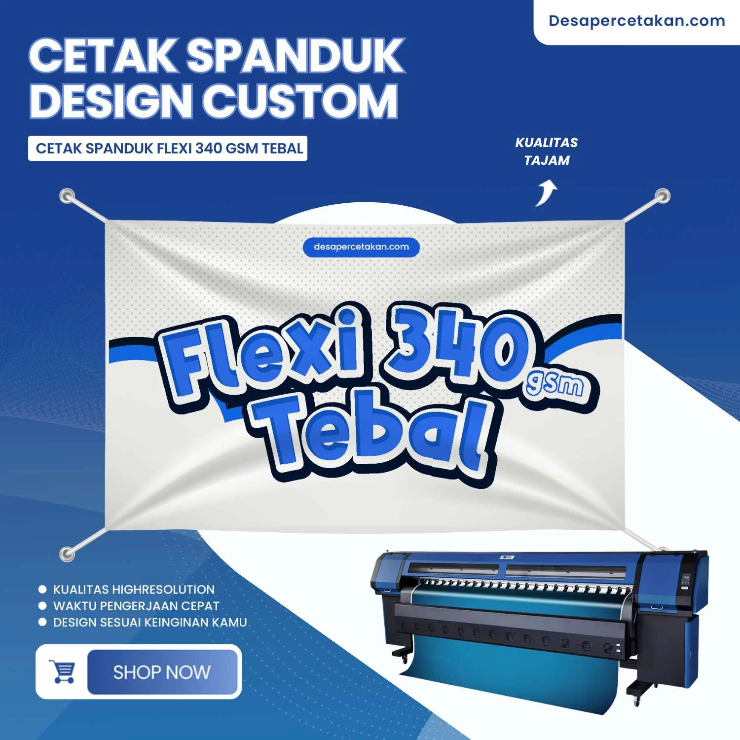 Cetak Spanduk Meteran Bahan Tebal Flexi 340 gsm | Desa Percetakan ...