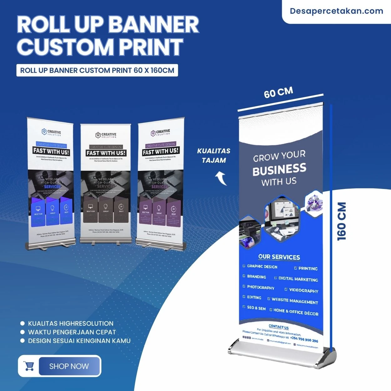 Print Roll Up Banner Ukuran 60 x 160 Cm | Desa Percetakan Online ...