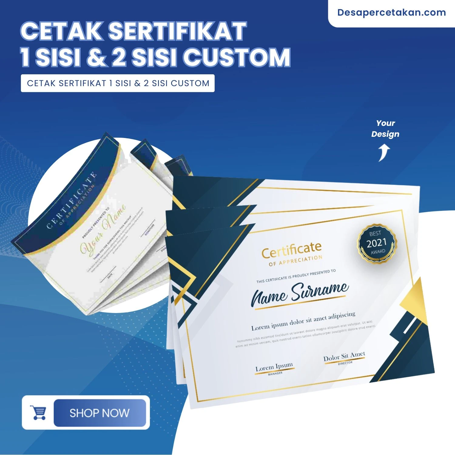 Cetak Sertifikat Custom | 1 & 2 Sisi Print Paket Promo | Desa ...